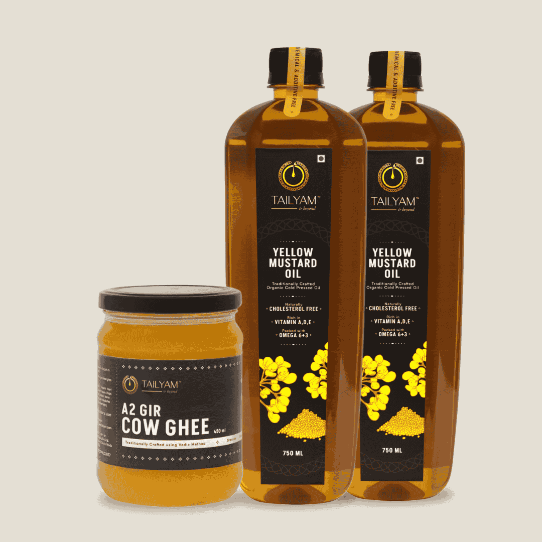 A2 Gir Cow Ghee (450ml) + Yellow Mustard Oil (750ml) – Tailyam & beyond